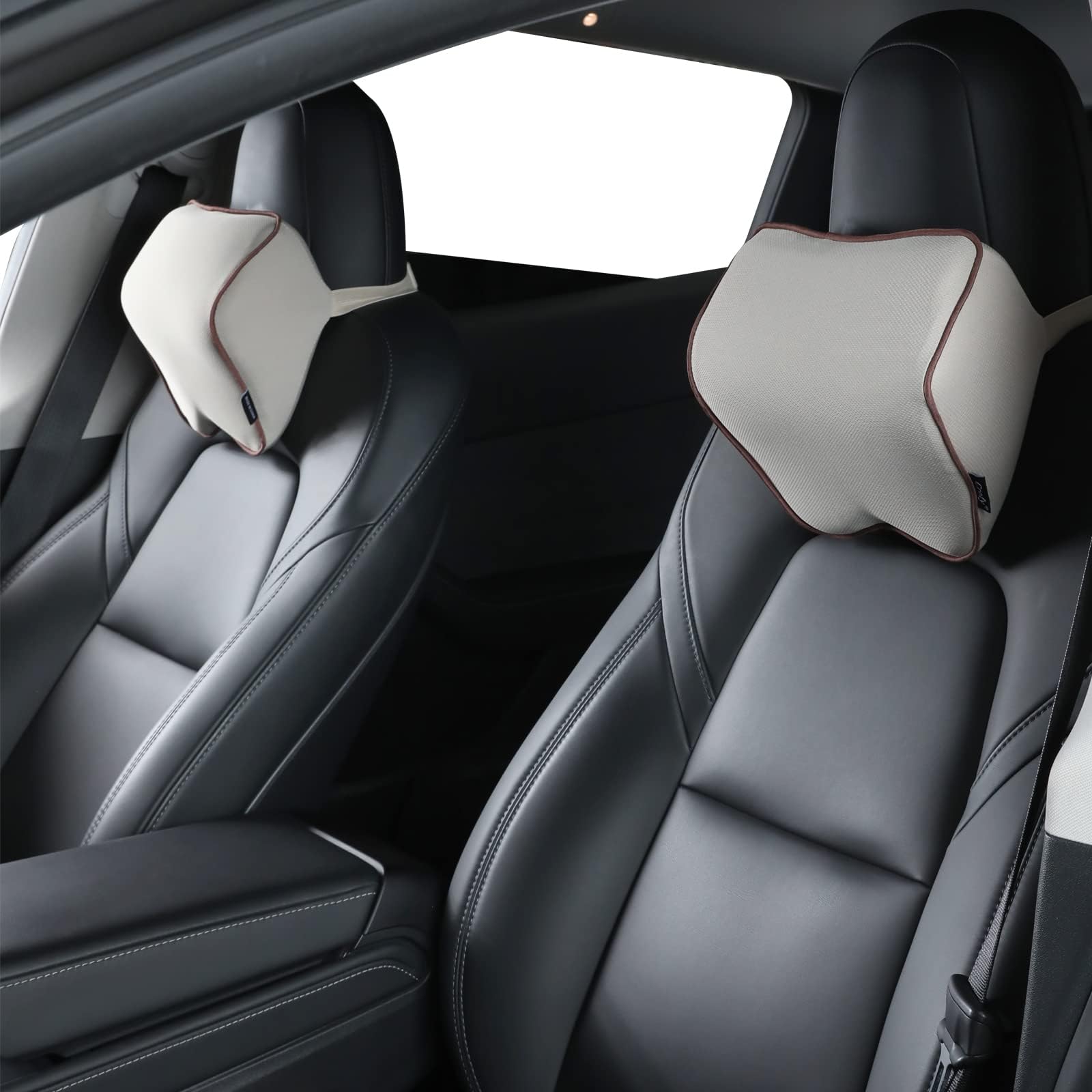 Amazon.com: HAOTULE Car Leather Neck Pillows, Neck Rest Cushions,100% ...