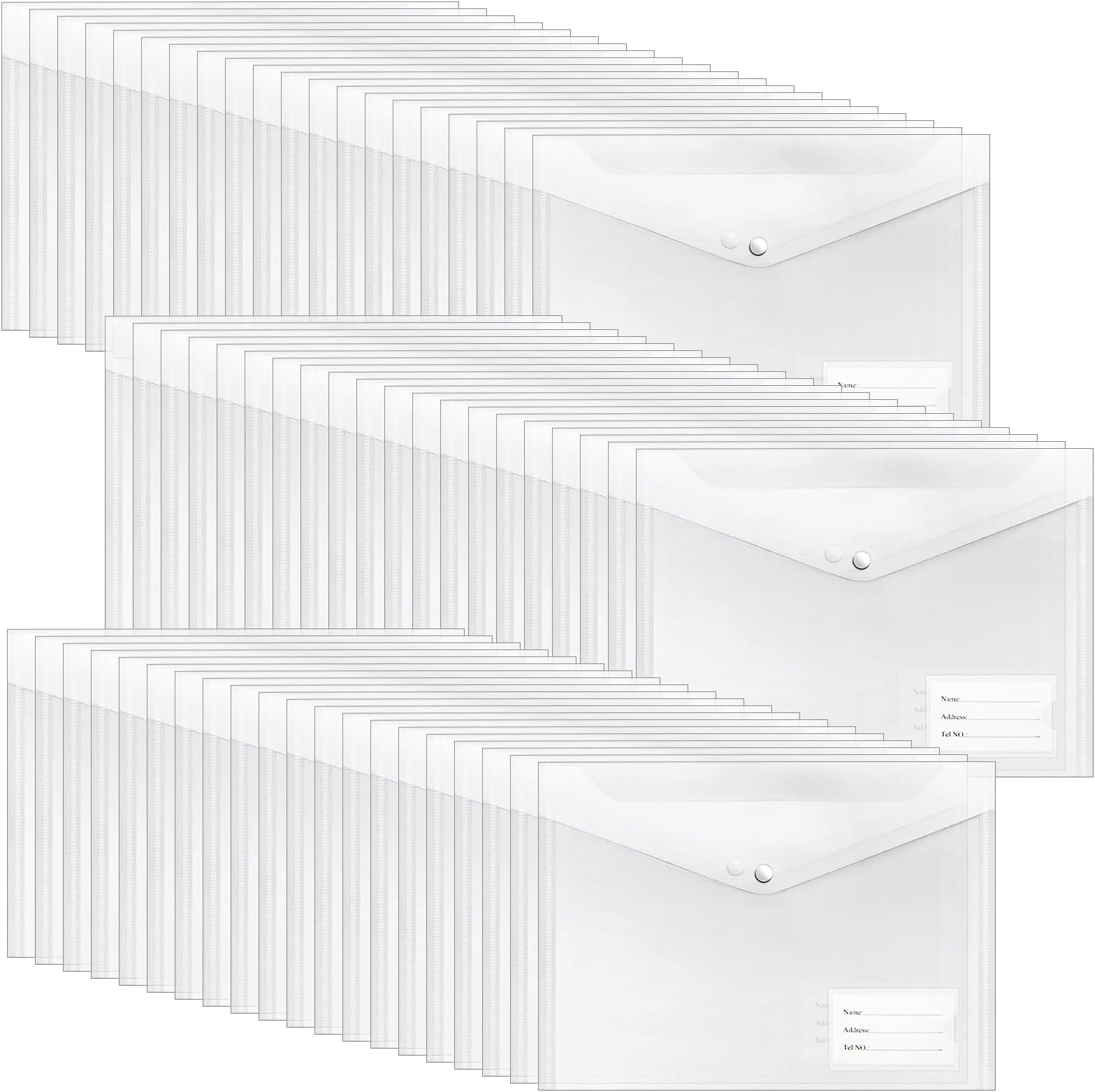 MUXHEL 60PCS Clear Plastic Wallets A4 Clear Folders Plastic Wallets ...