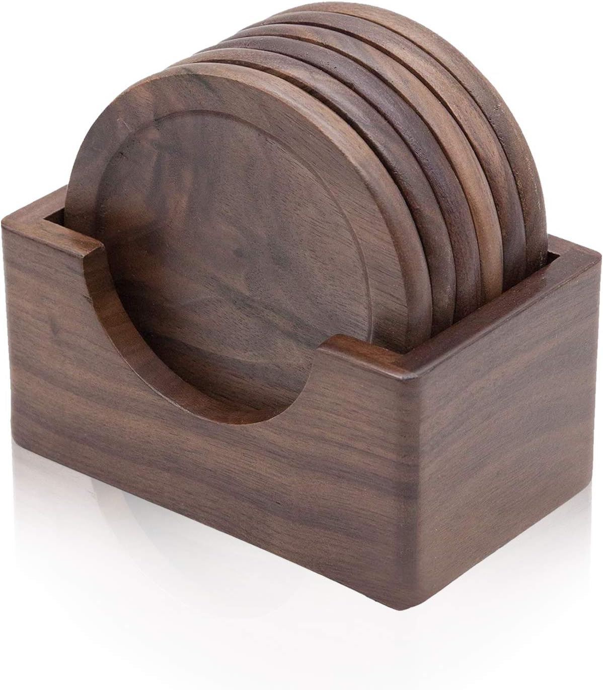 Walnut Wood/ Drinks Coasters, 6-Piece Set With Coaster Holder, Heat ...