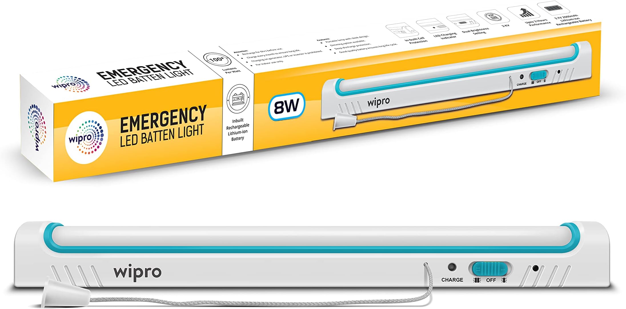 Wipro 8w Emergency LED Batten, Coolwhite (Pack of 1) : Amazon.in: Home ...