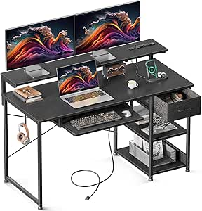 Amazon.com: AODK Computer Desk with Keyboard Tray, 48 Inch Gaming Desk ...