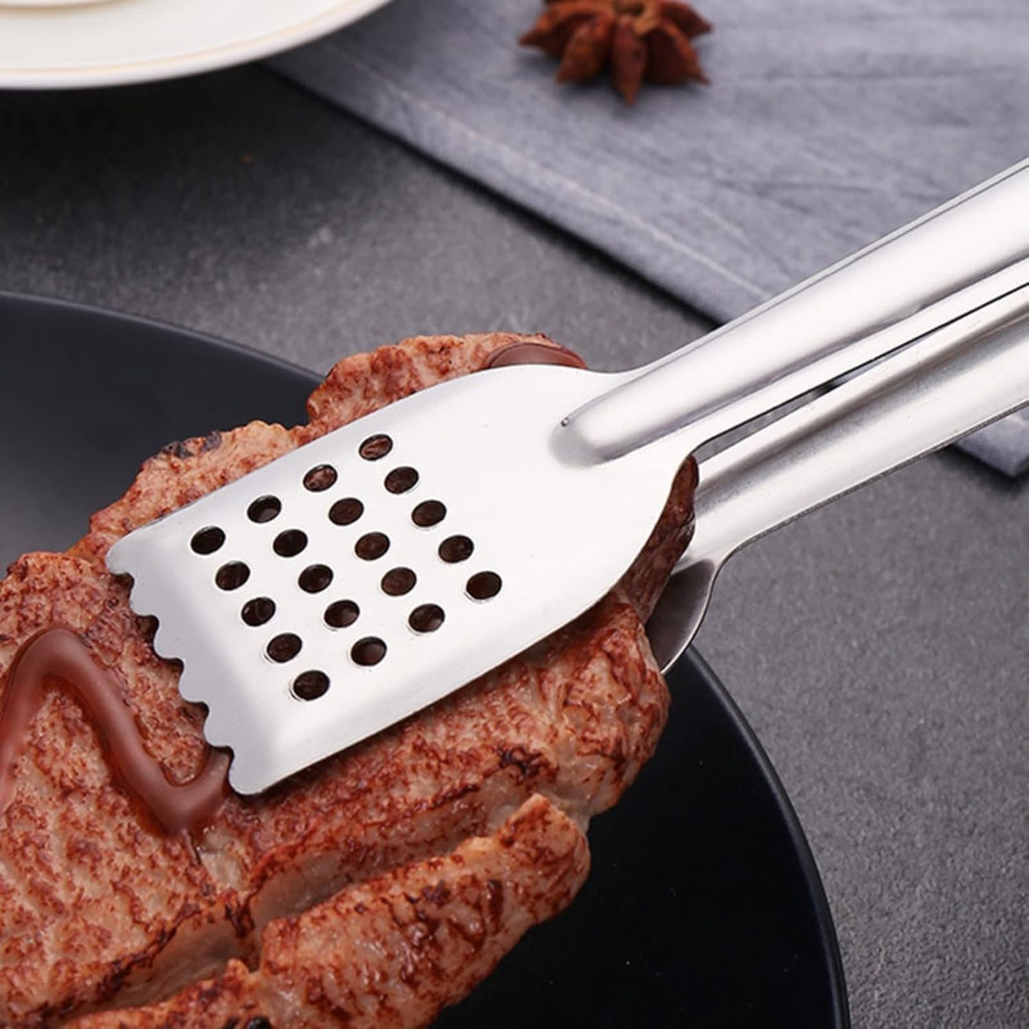 Amazon.com: Stainless Steel BBQ Food Tongs Anti Heat Bread Clip Pastry ...