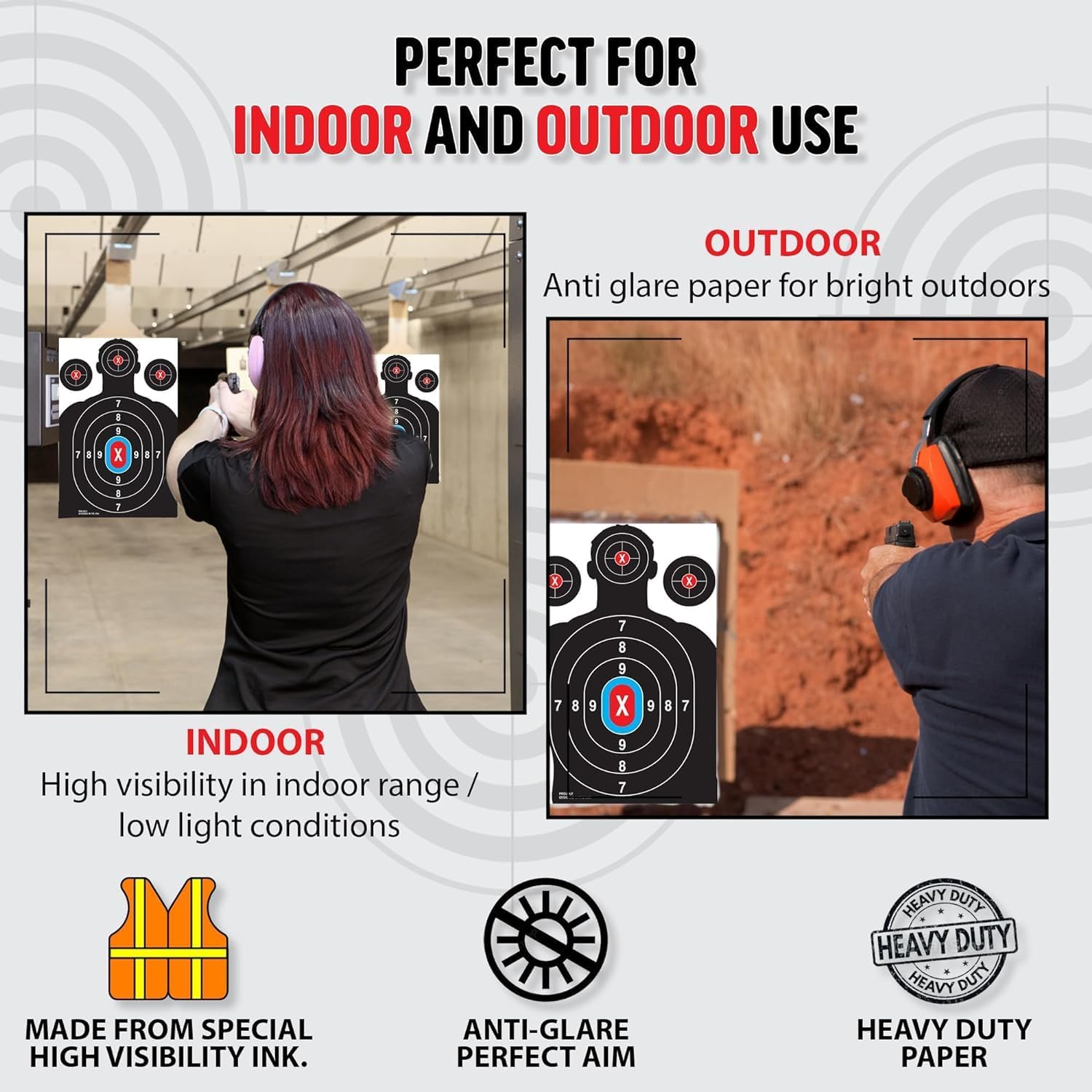 Heavy Duty Shooting Targets Paper Targets for Shooting Range – Indoors ...