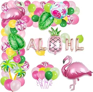 Amazon.com: 76PCS Tropical Balloon Arch Flamingo Party Balloons Aloha ...