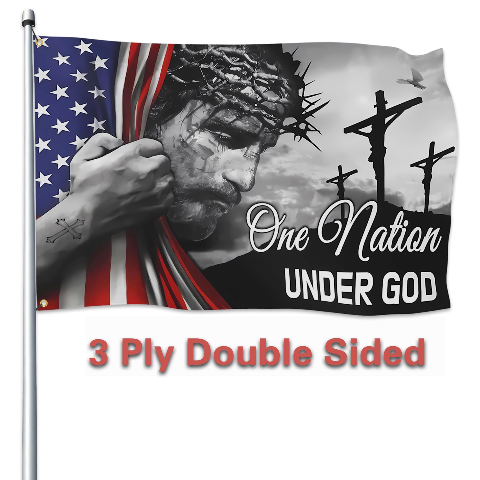 Snapklik.com : One Nation Under God Flag 3x5 Double Sided Christian ...