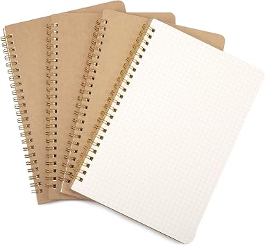 JIANTA 4 Pcs Squared Spiral Notebook A5, Graph Paper Notebooks, 100 ...