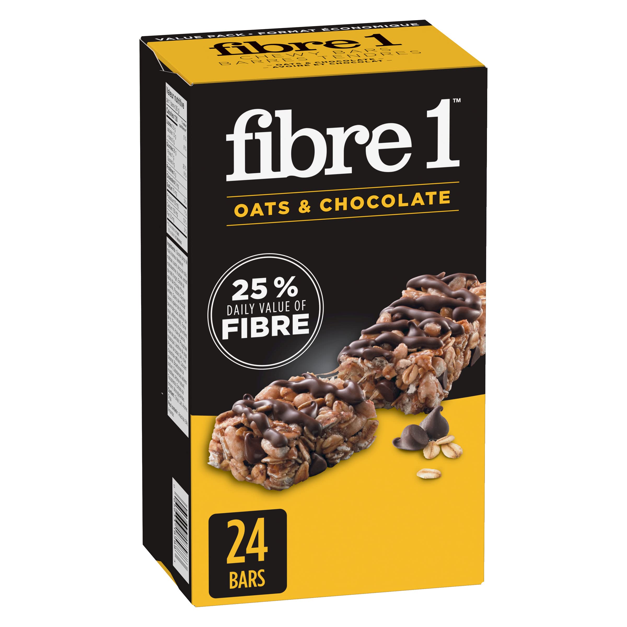 Fibre 1 - Lot de 24 barres à mâcher à l'avoine et au chocolat ...