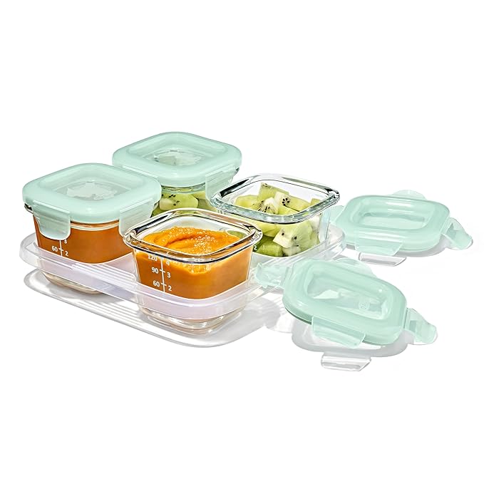 Amazon.com : OXO Tot Glass Baby Blocks Food Storage Containers (4 oz ...