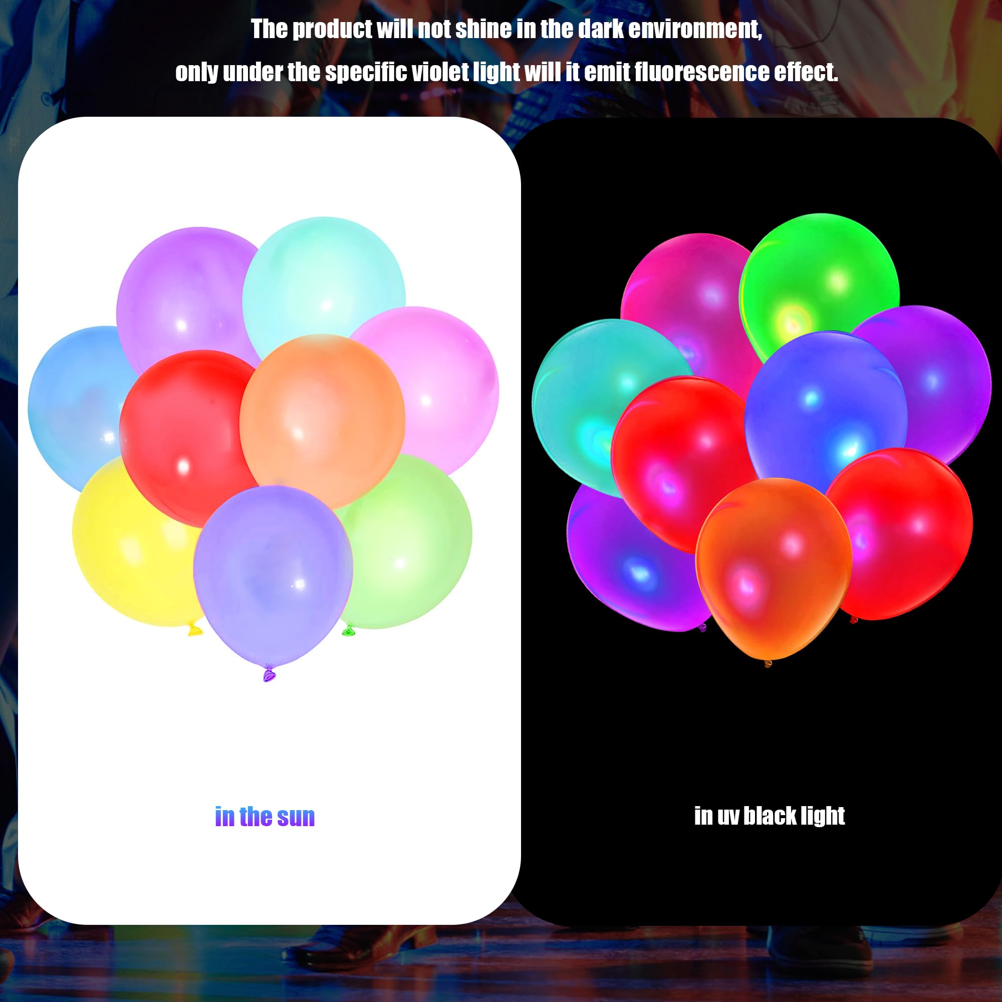 Snapklik.com : 260 Pcs UV Neon Balloons, 7 Colors 14 Inch Blacklight ...