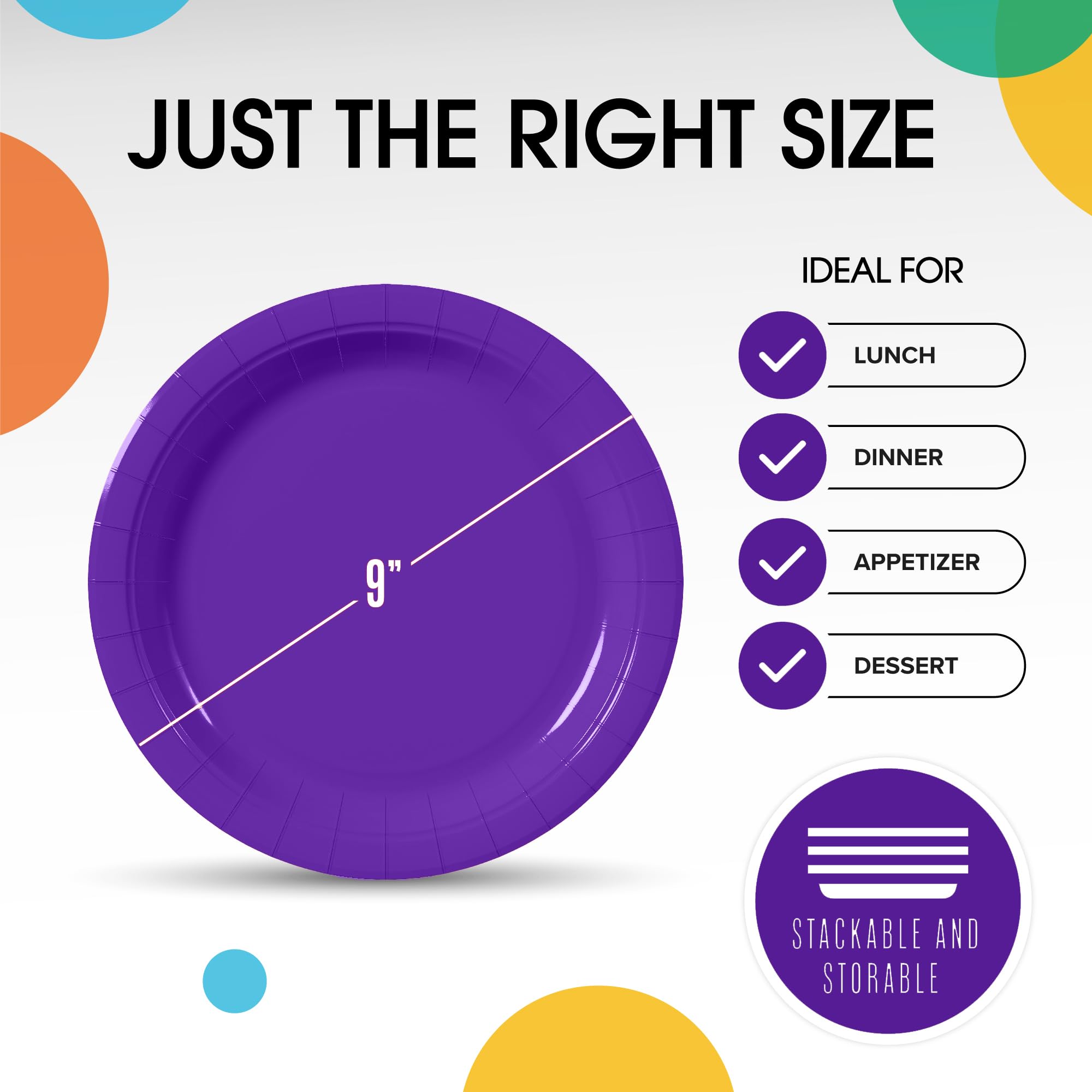 Snapklik.com : Exquisite Purple Paper Plates Disposable Heavy Duty 9 ...
