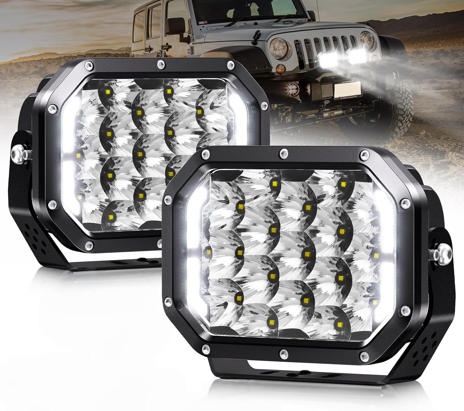Amazon.com: CO LIGHT 7 inch Rectangular Off-road Light 240W 39800 LM ...