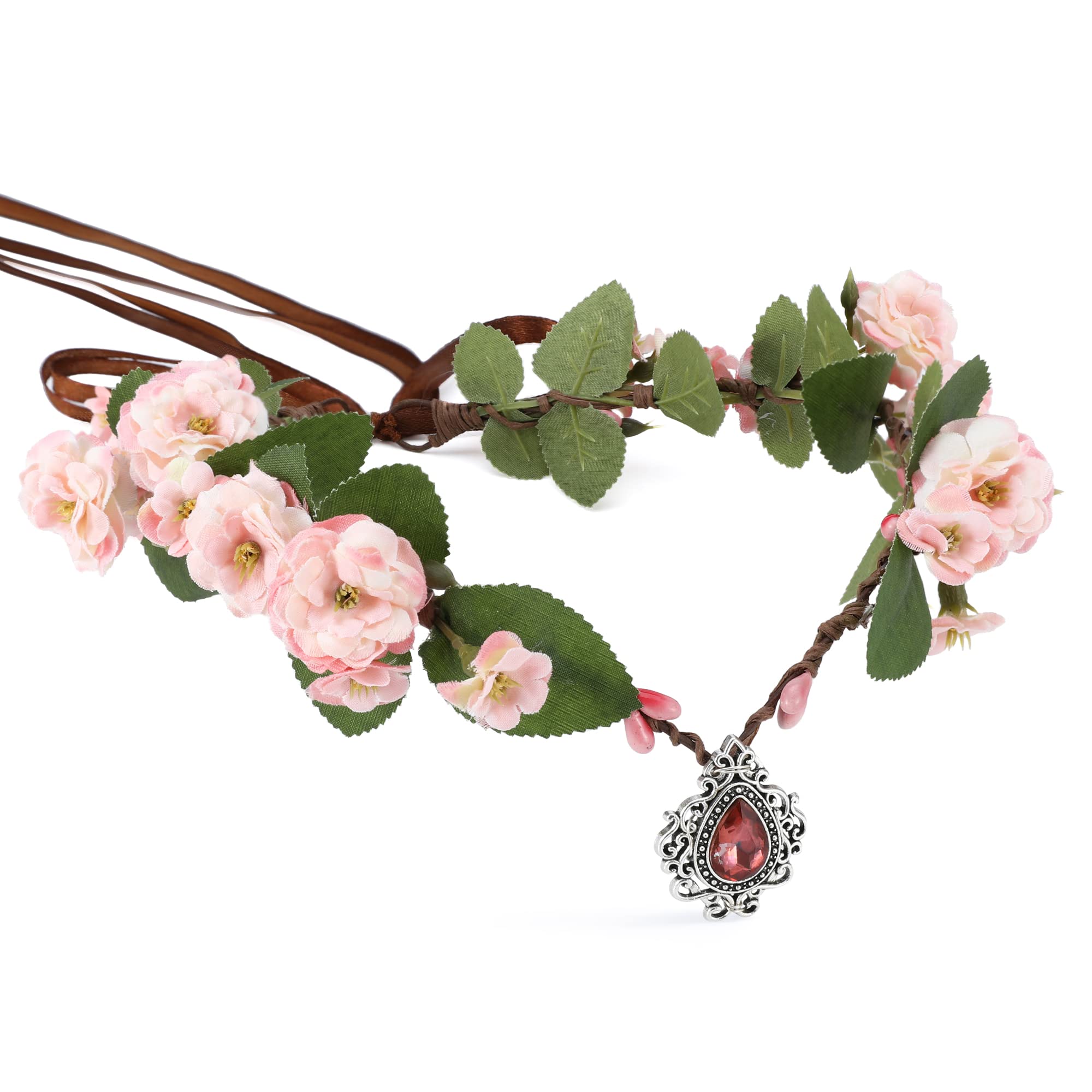 Amazon.com: MOSTORY Pink Elf Flower Crown - Handmade Fairy Floral ...