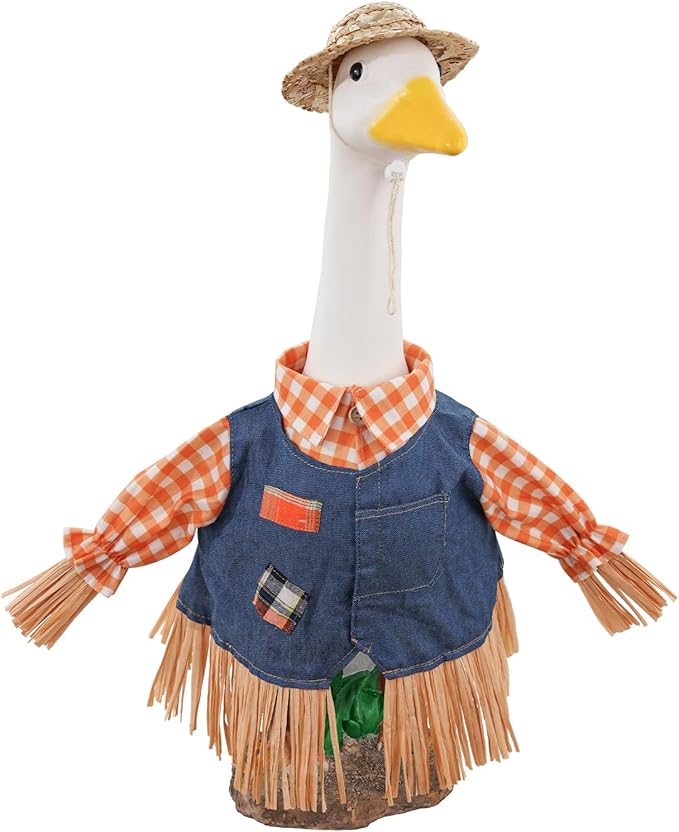 Amazon.com : Aymolas Fall Goose Outfit Scarecrow Porch Goose Outfits ...