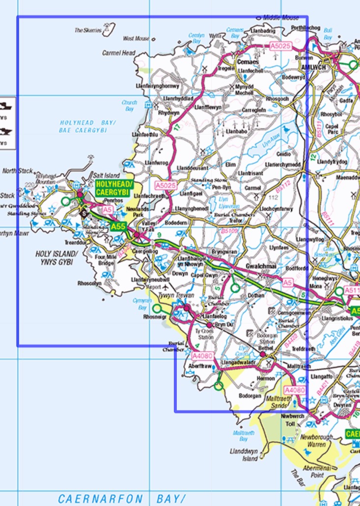 Anglesey West / Gorllewin Ynys Mon Map | Holyhead / Caergybi | Ordnance ...