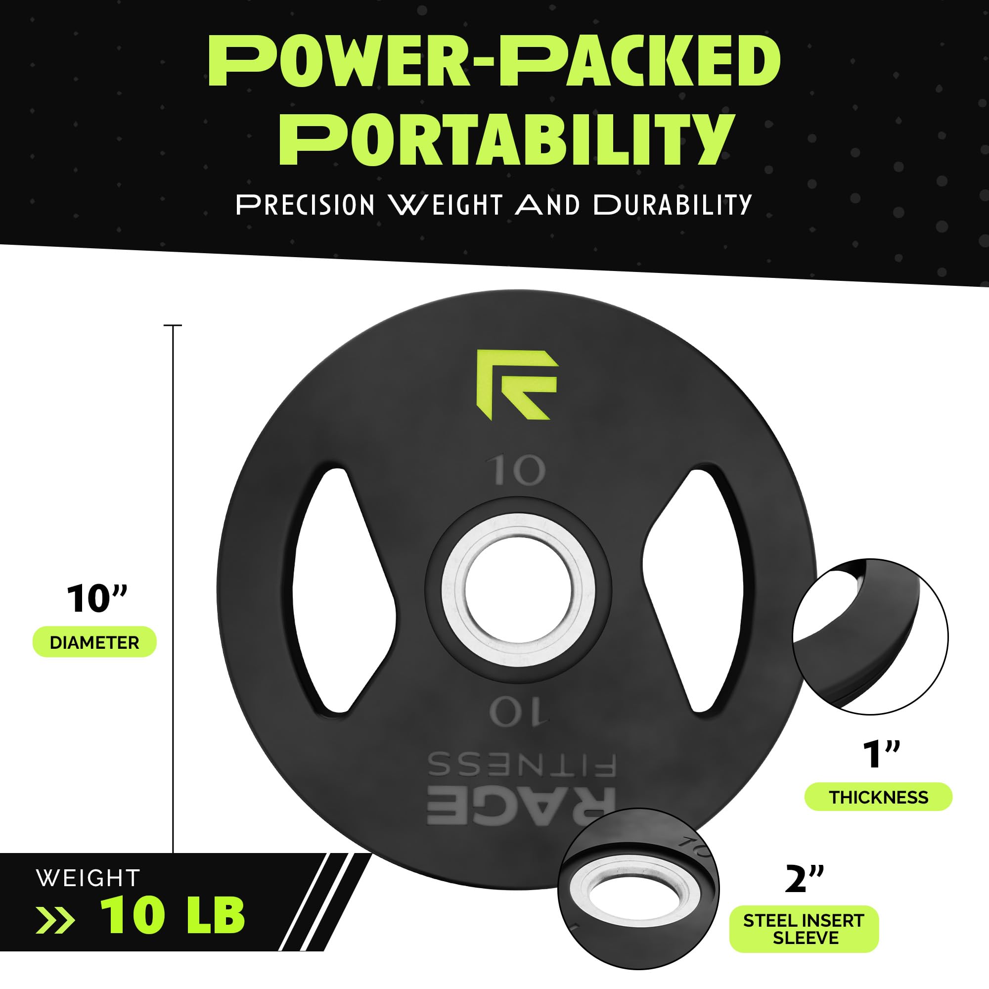 Snapklik.com : Rage Fitness Cast Iron Weight Plates, Rubber Coated, 2 ...