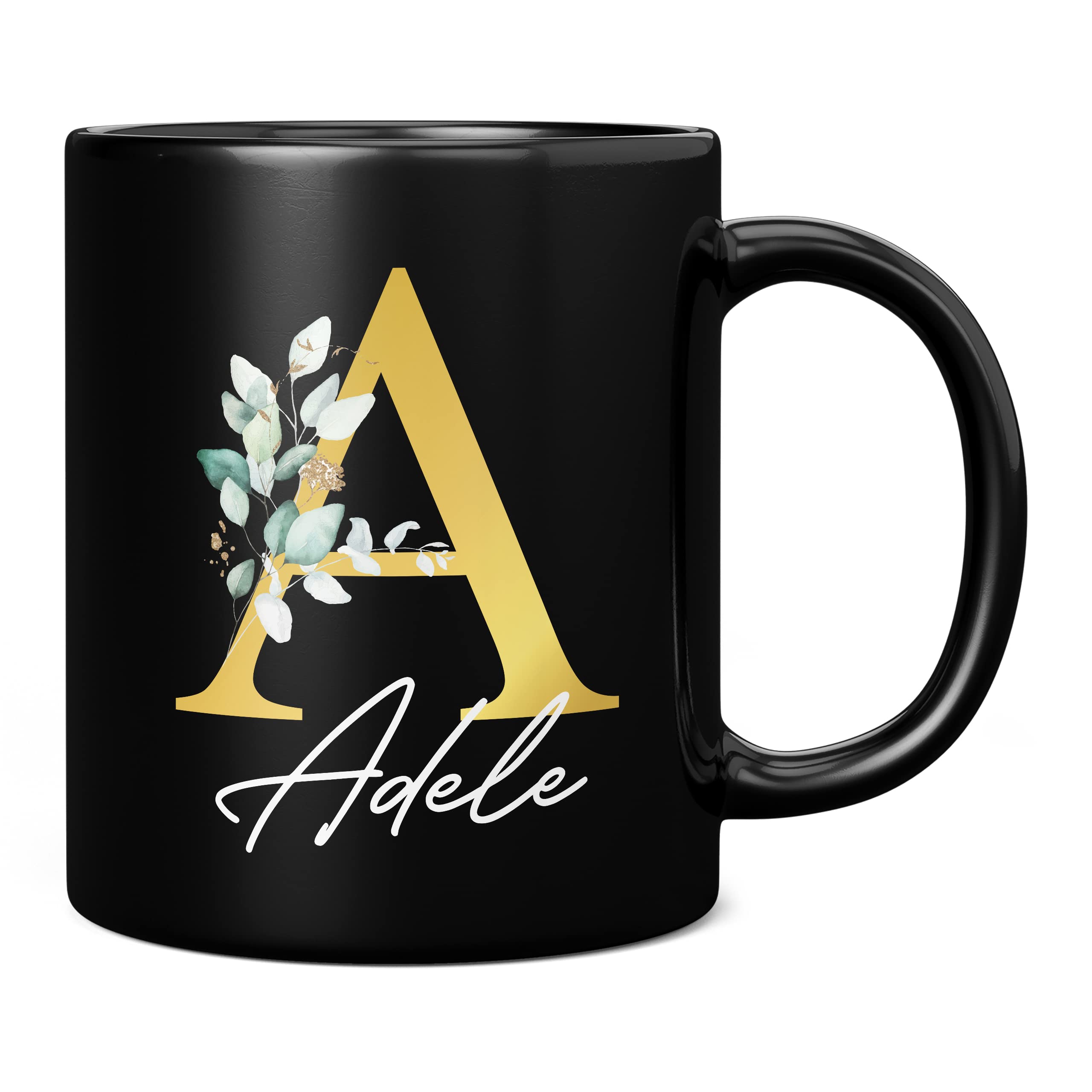 Personalised Letter A Floral Mug Initial with Name, Customised Gift ...