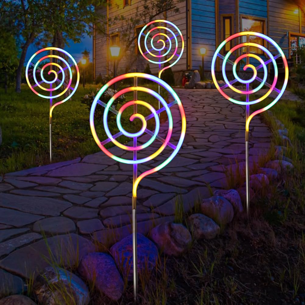 Snapklik.com : Solar Garden Lights Outdoor, Novelty Multicolor Lollipop ...