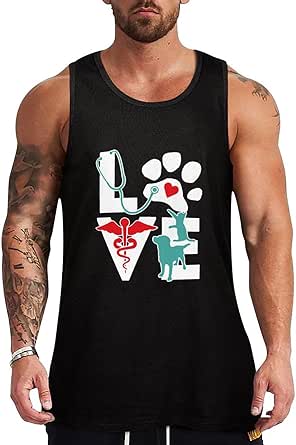 Amazon.com: Veterinarian Love Cat and Dog Veterinary Men's Sleeveless ...