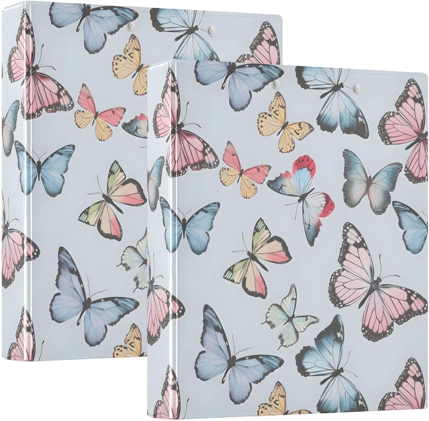 Amazon.com : JIPONI 3 Ring Binder Realistic Pastel Color Butterflies 1 ...
