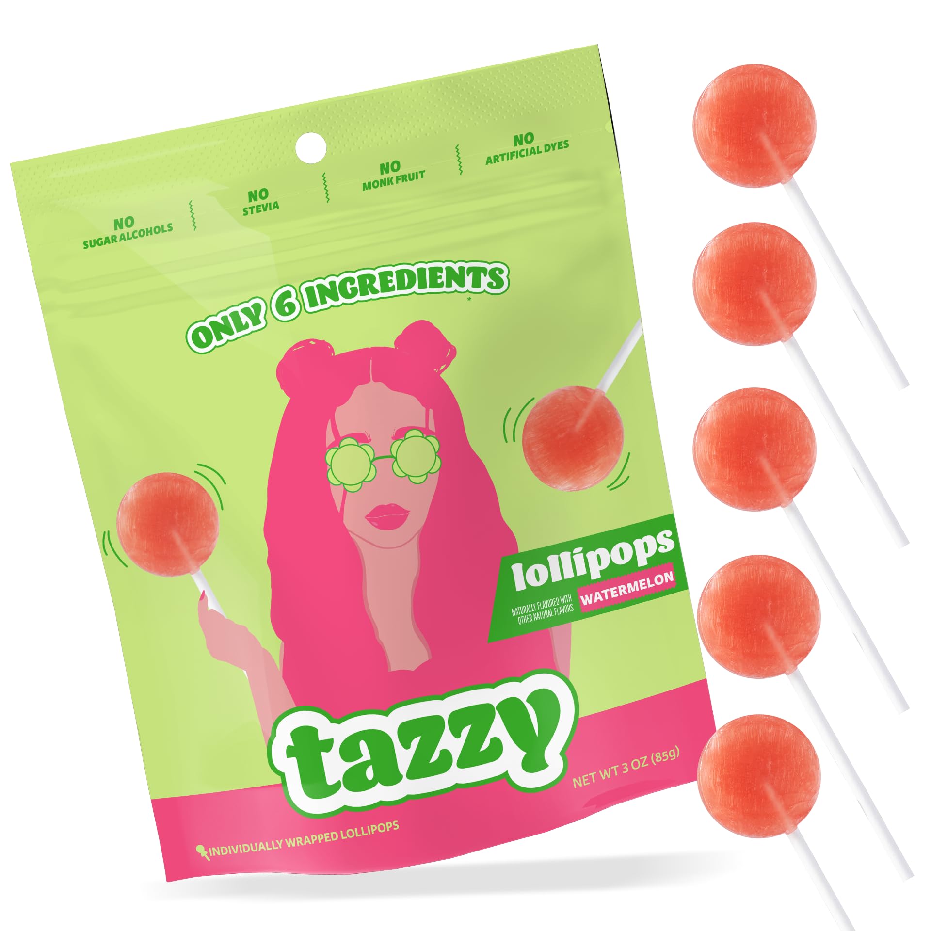 Amazon.com : Tazzy Candy Watermelon Lollipops - Individually Wrapped ...