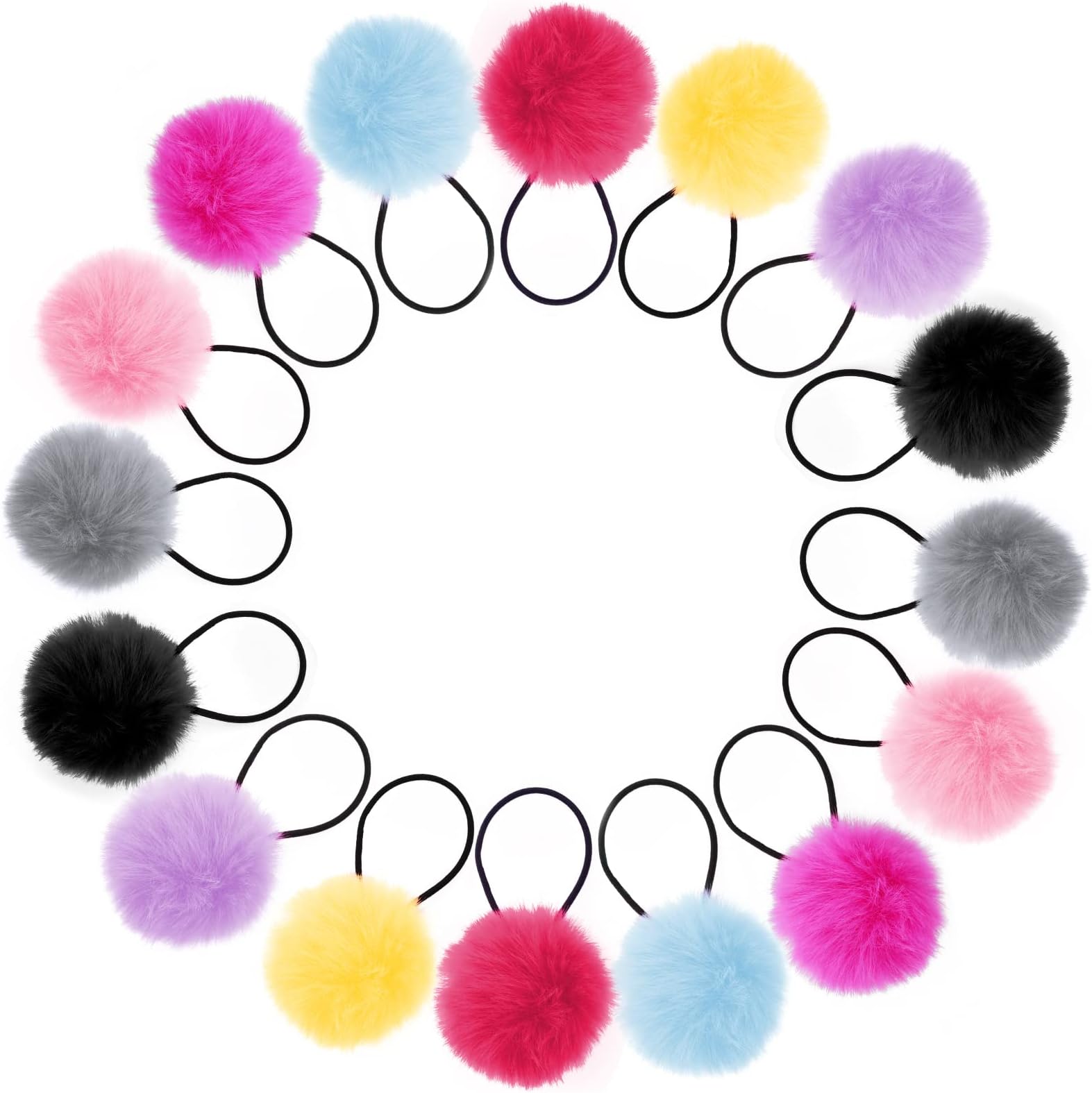 Amazon.com : 16PCS Elastic Hair Ties with Fluffy Pom Poms, 2 Inches ...