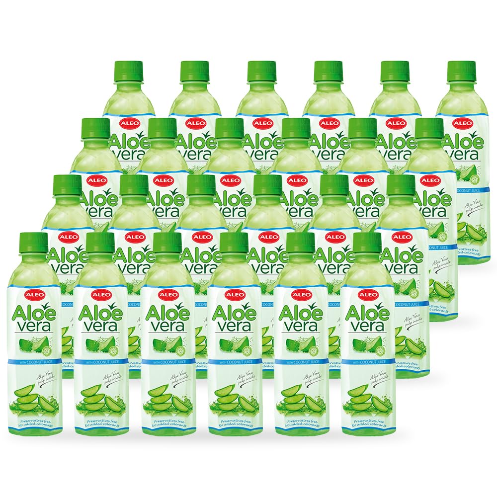 Amazon.com : ALEO 0.5L x 24 Premium Coconut Aloe Vera Drink - Natural ...