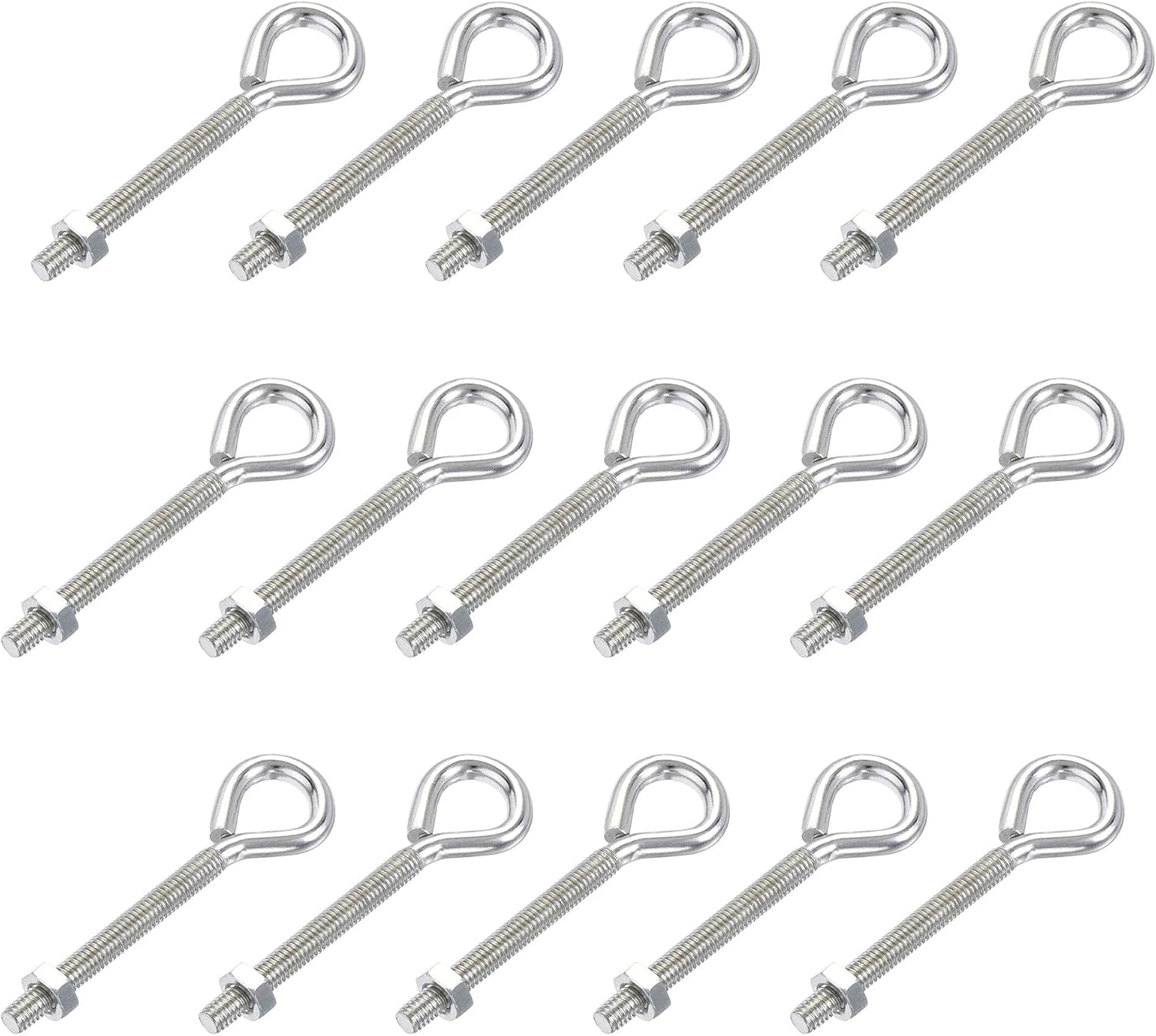 uxcell M4x40mm Eye Hooks Screws Bolts Kit, 15pcs Carbon Steel Hanger ...