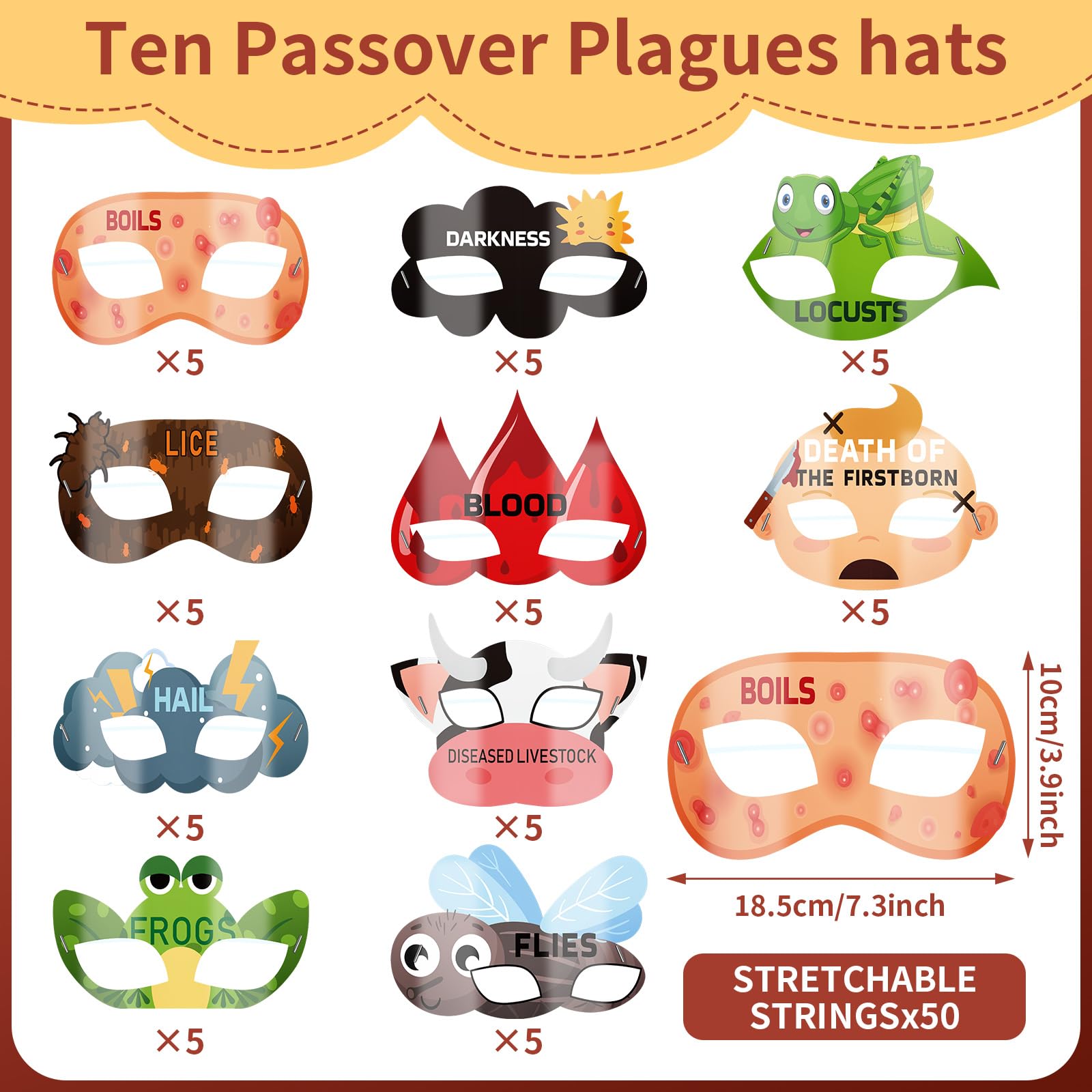 Snapklik.com : Minilnflat 50 Pcs Passover Plague Animal Cartoon Masks ...