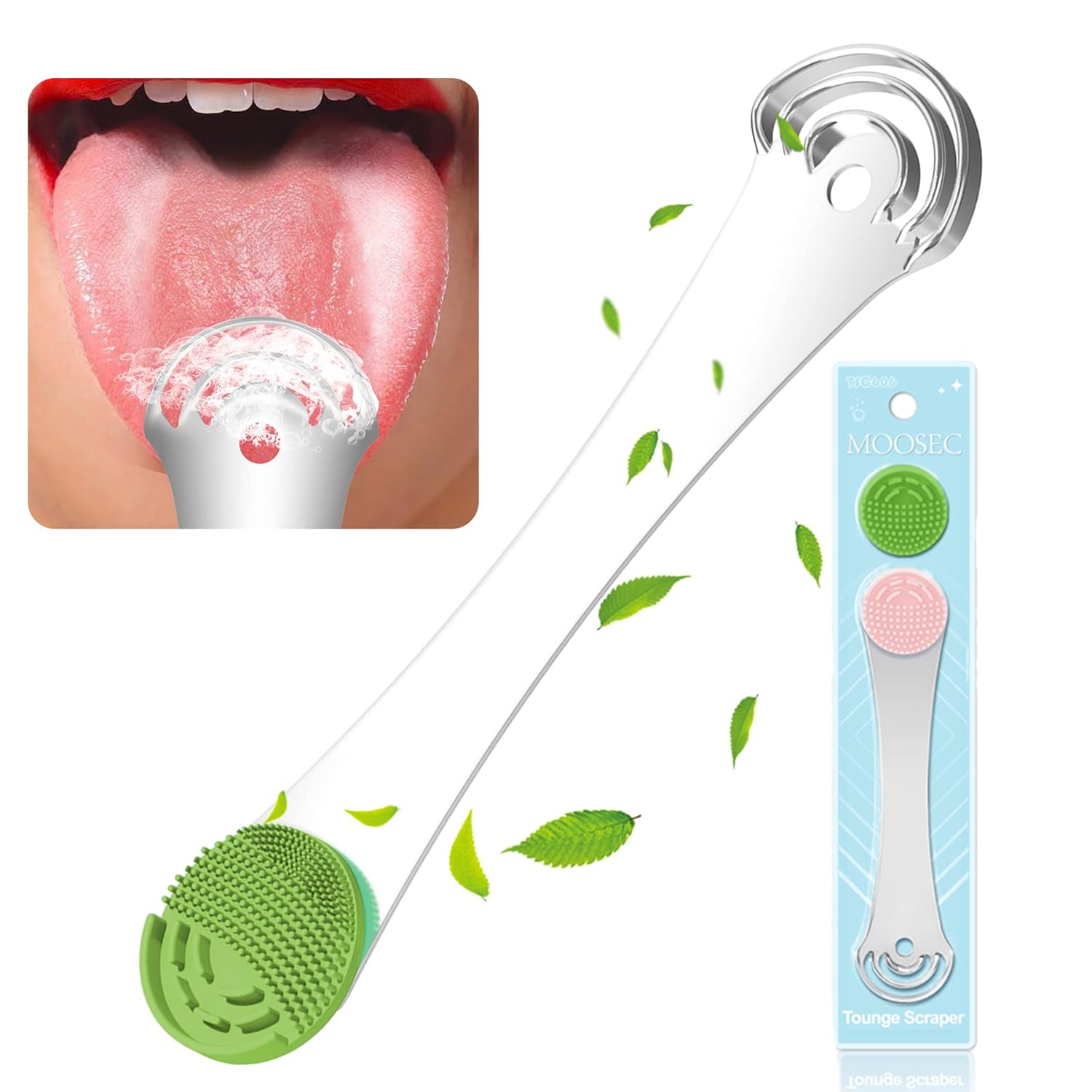 Amazon.com : Moosec Tongue Scraper Cleaner, Bad Breath Treament&Get Rid ...