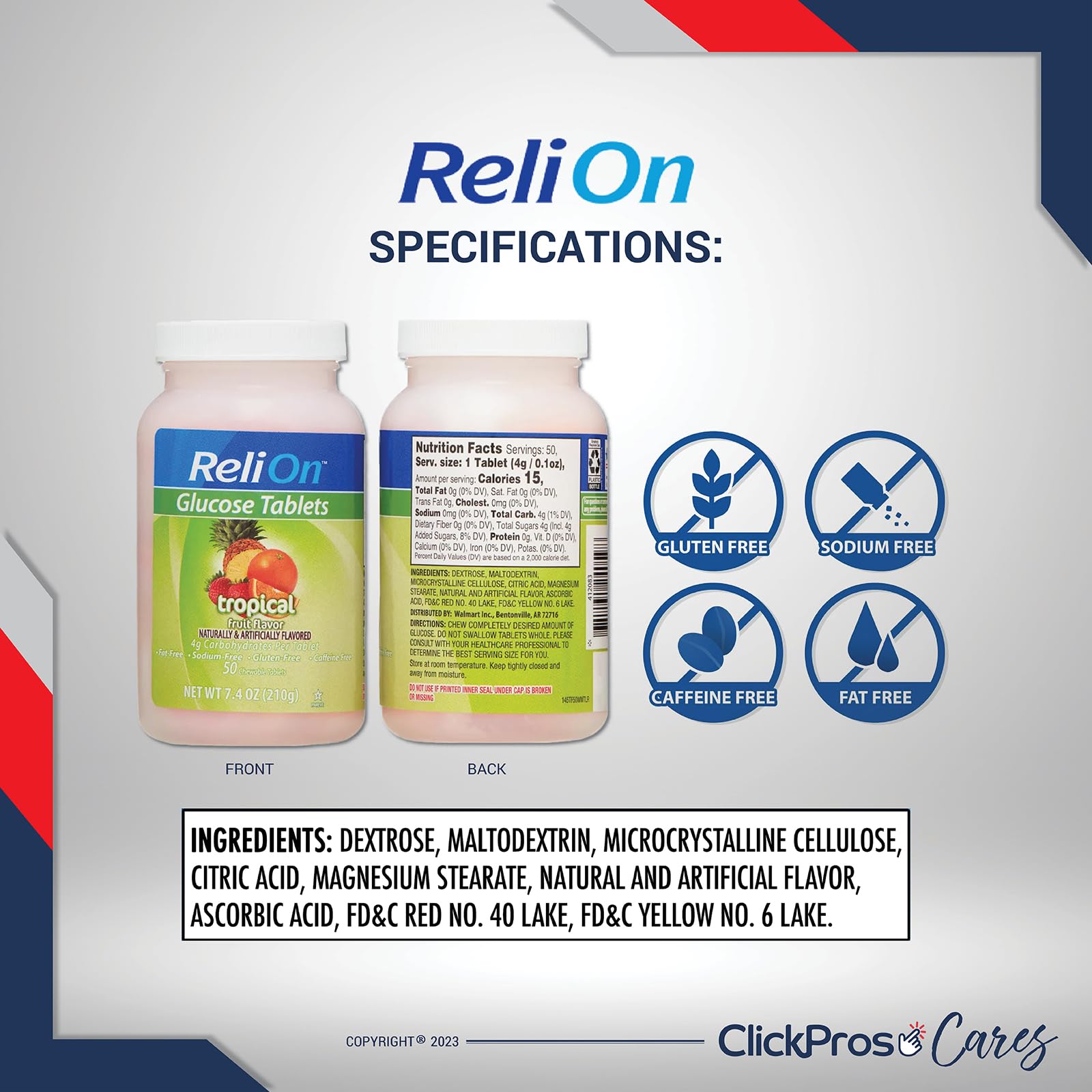 Snapklik.com : ReliOn Reli On Glucose Tablets Tropical Fruit 4 Pack ...