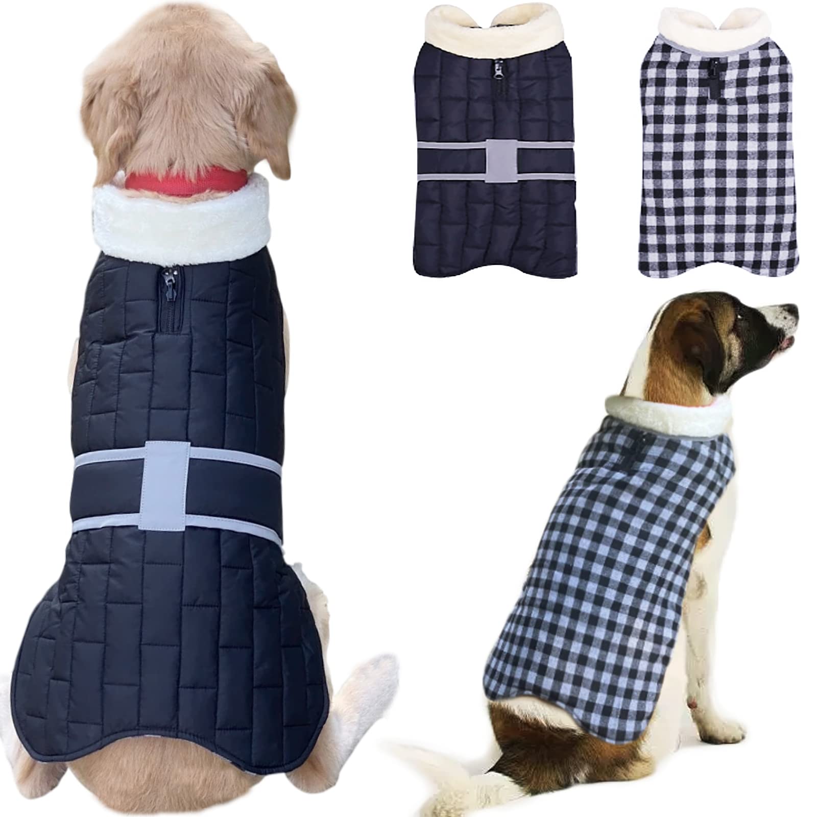 Fiyade Dog Coat Waterproof Jackets, Reversible Winter Warm Dog Coat ...