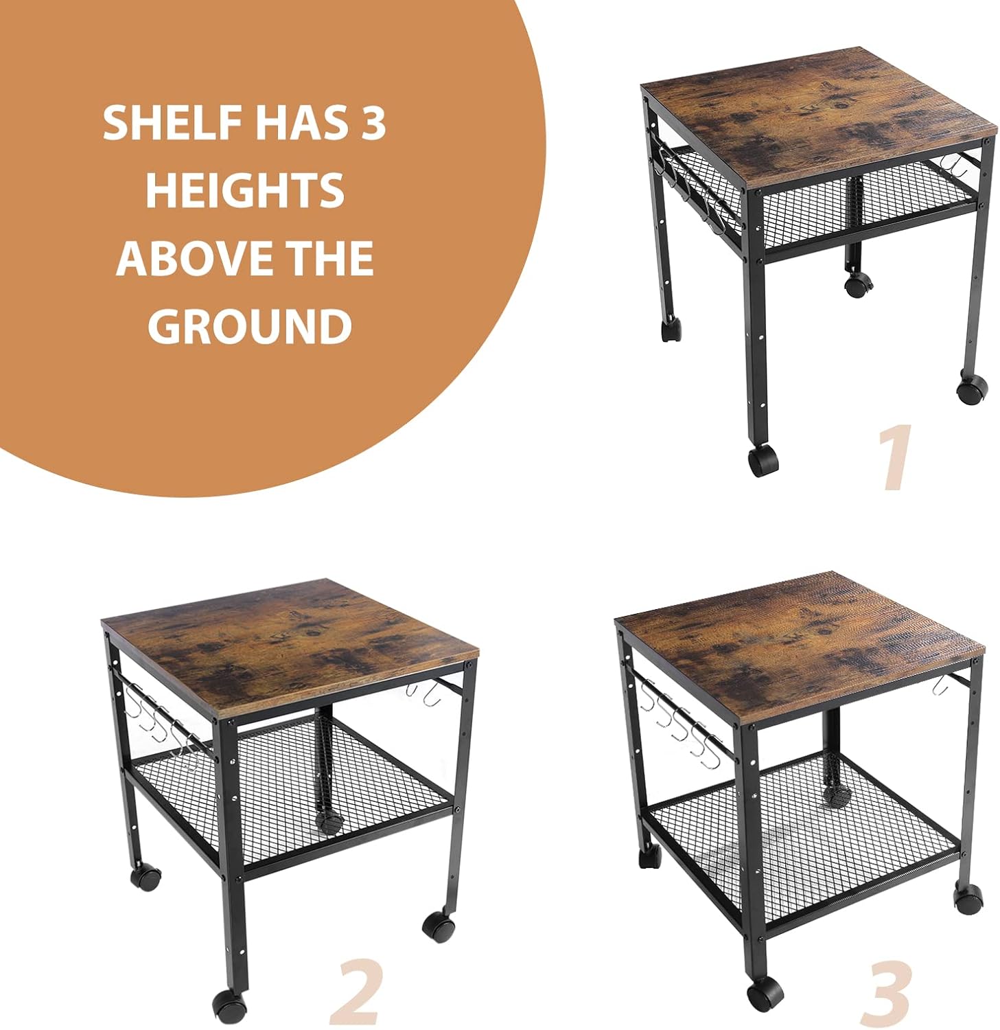 Buy Industrial 2-Tier End Table, 20 Inch Side Table with Adjustable ...