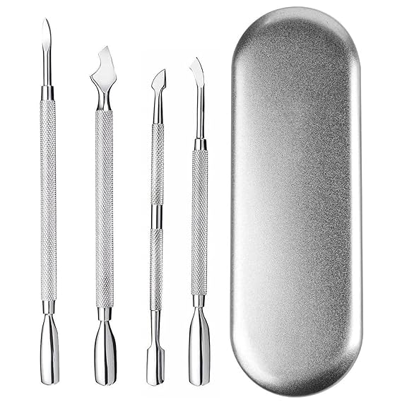 Amazon.com : 4 PCS Cuticle Pusher and Cutter Set Double End Nail ...