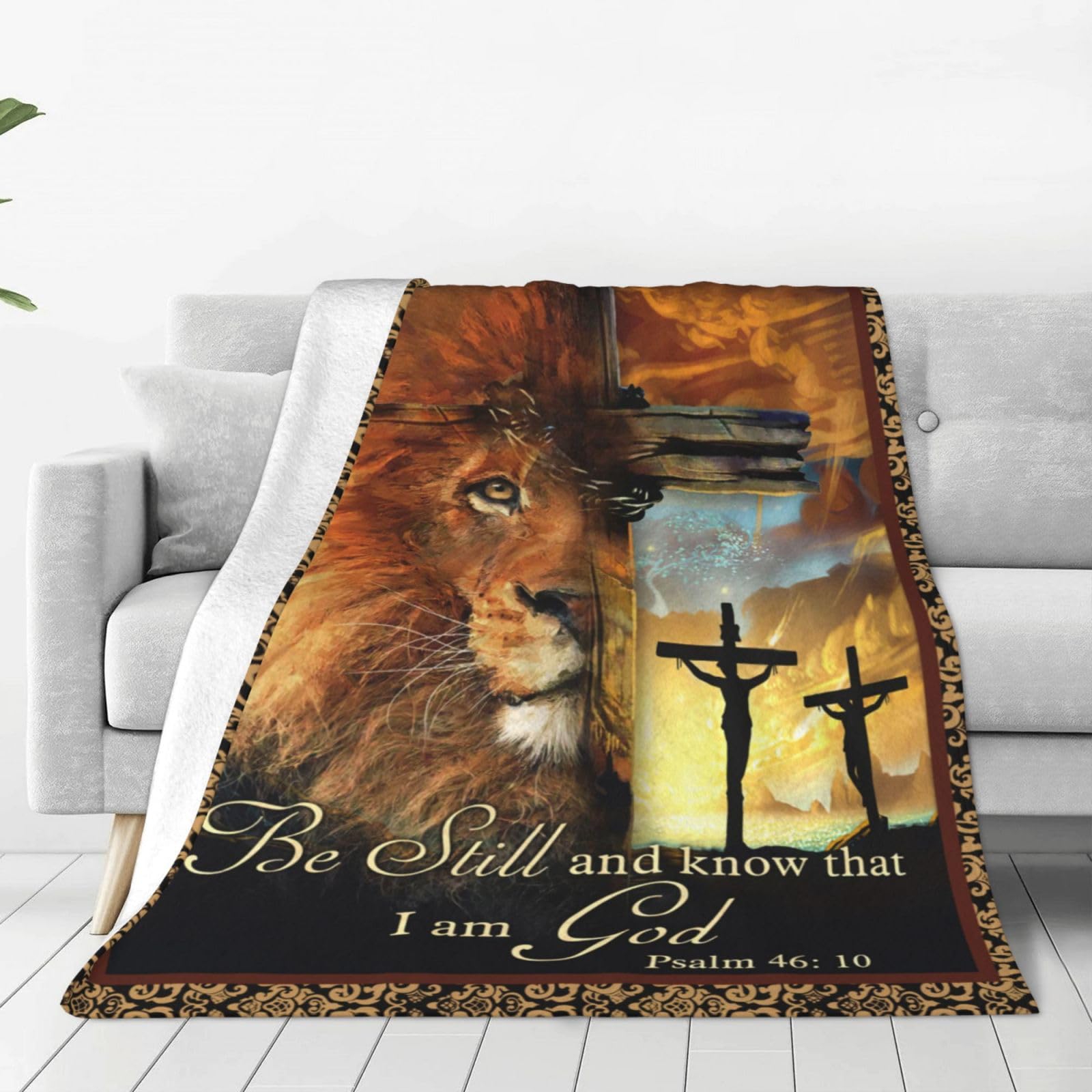 Amazon.com: Christian Jesus Blanket Lion king Cross Decor Throw Blanket ...
