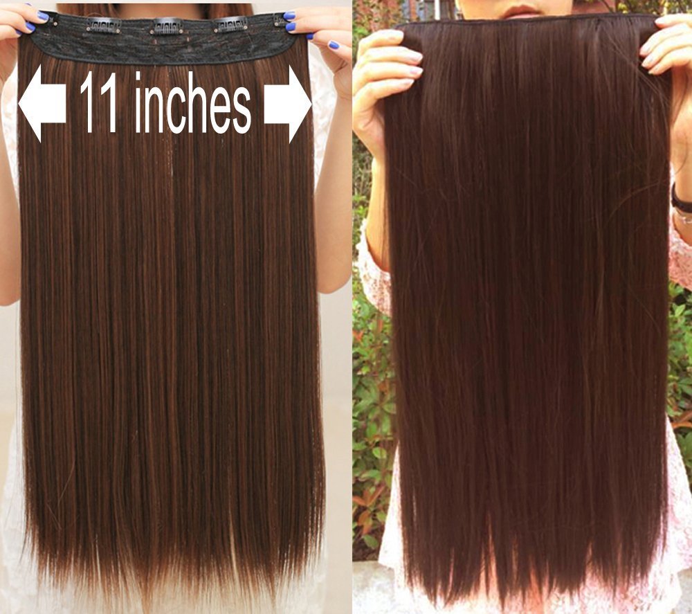 Amazon.com : Remhumhai:One Piece Clip-on Human Hair Extension(width:11 ...
