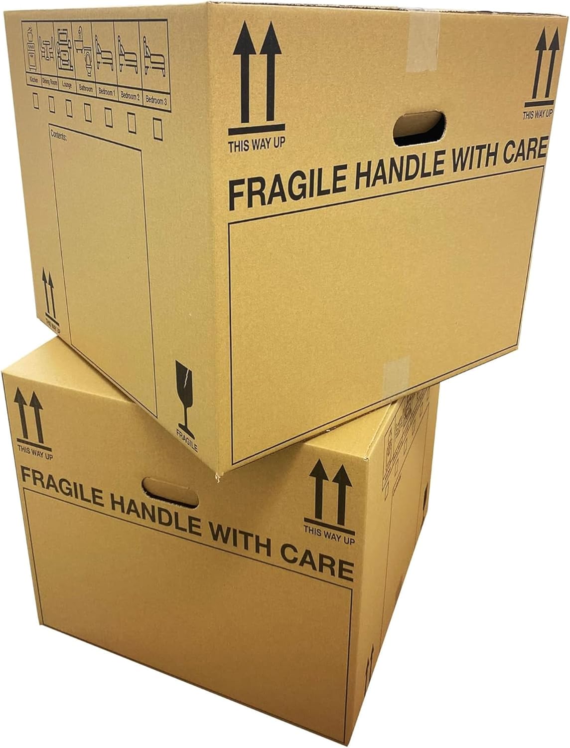 10 Extra Large Cardboard Boxes - with Carry Handles (53cm x 53cm x 41cm ...