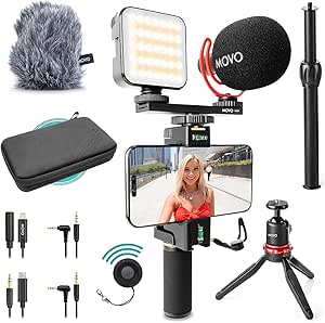 Amazon.com: Movo iVlogger-PRO Vlogging Kit for iPhone/Android - YouTube Starter Kit for Content ...