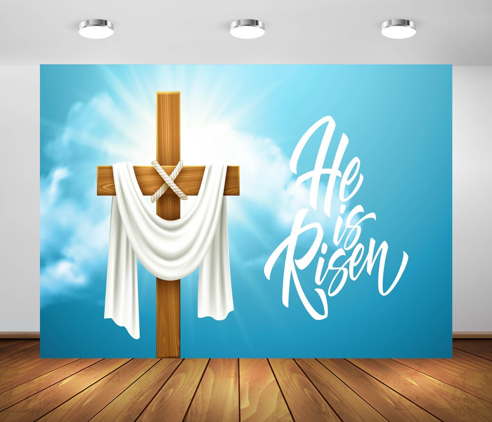 Amazon.com : BELECO 7x5ft Fabric Easter He is Risen Backdrop Holy ...