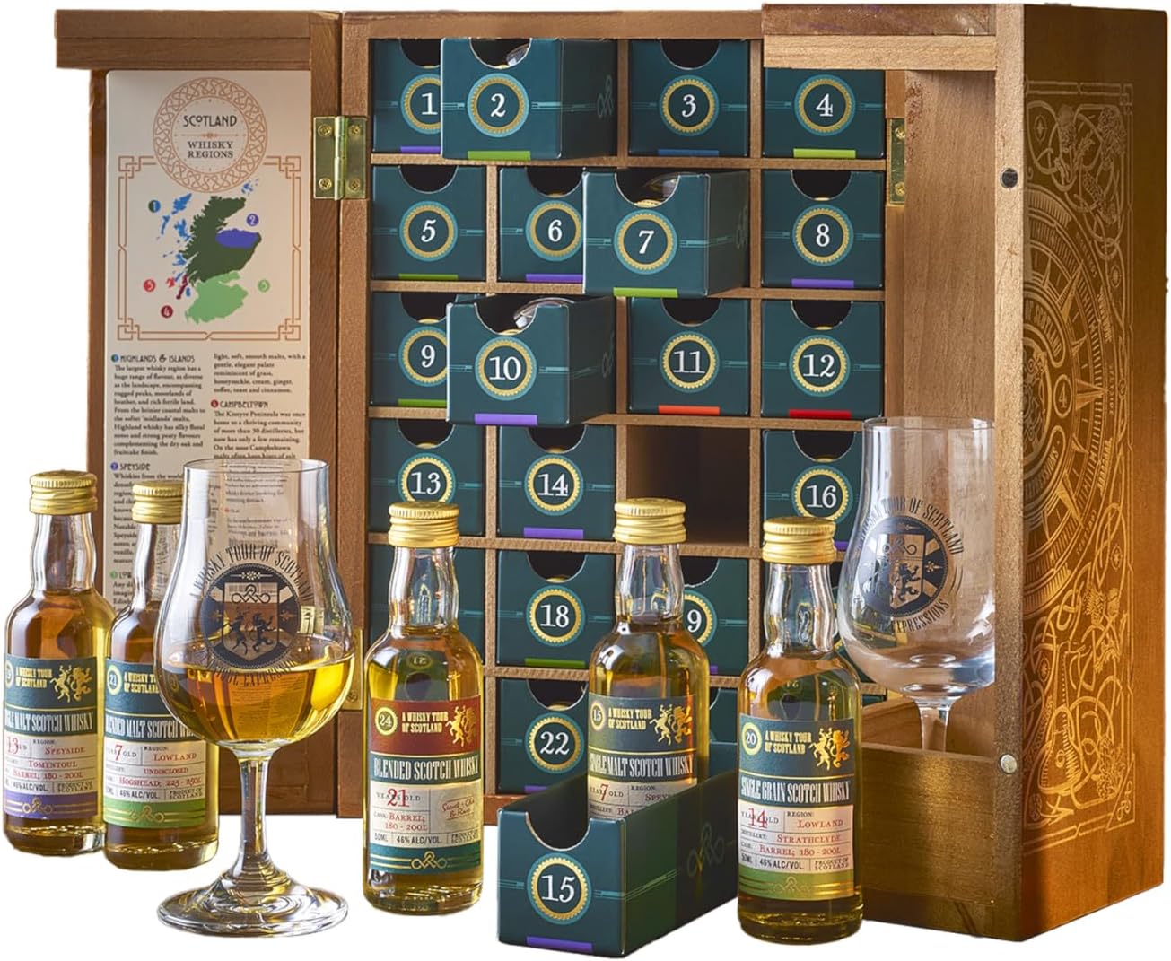 Tour of Scotland - 2023 Edition - 24 Day Whisky Wooden Box - Advent ...