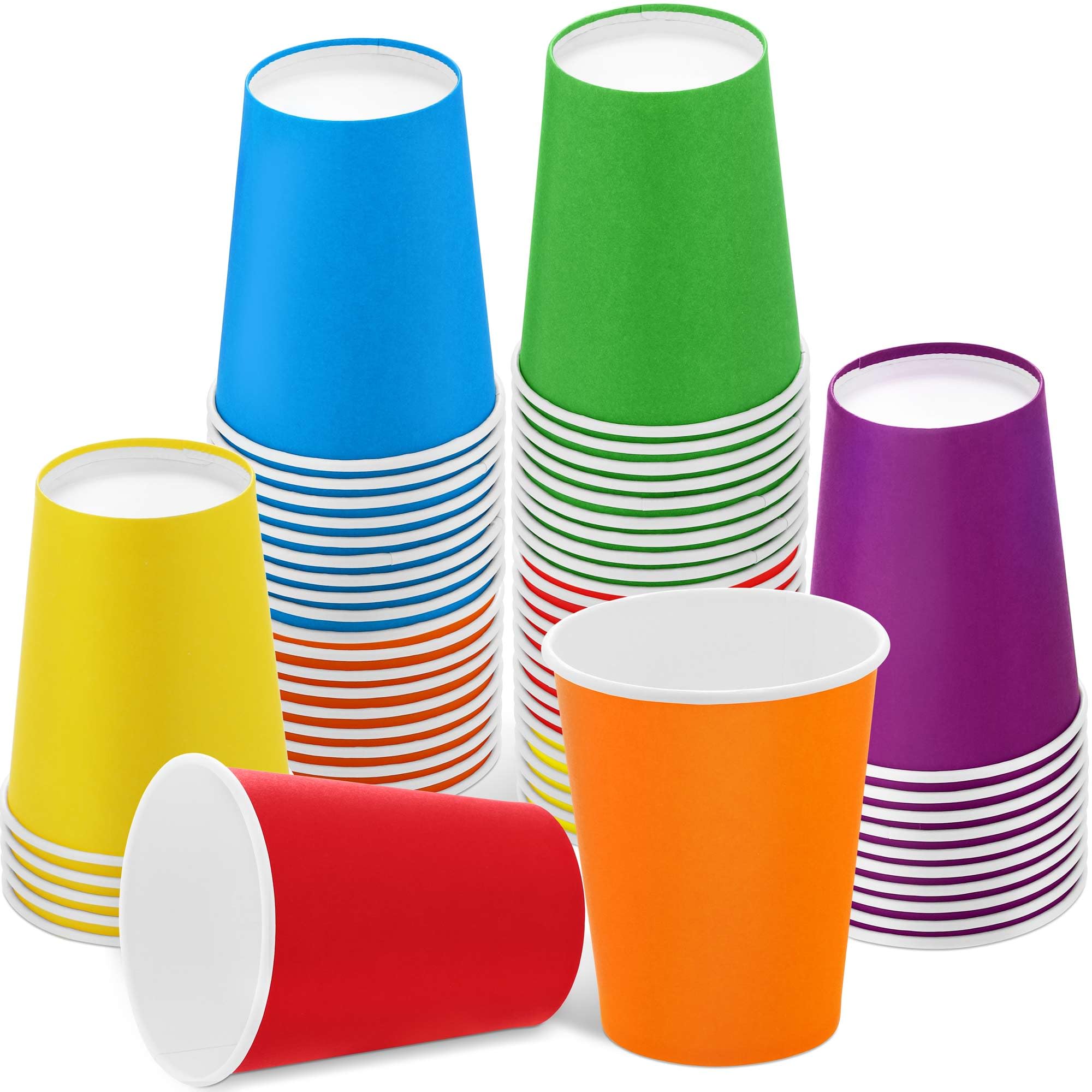 Amazon.com: URATOT 60 Pieces 9 Ounce Disposable Paper Cups Rainbow ...