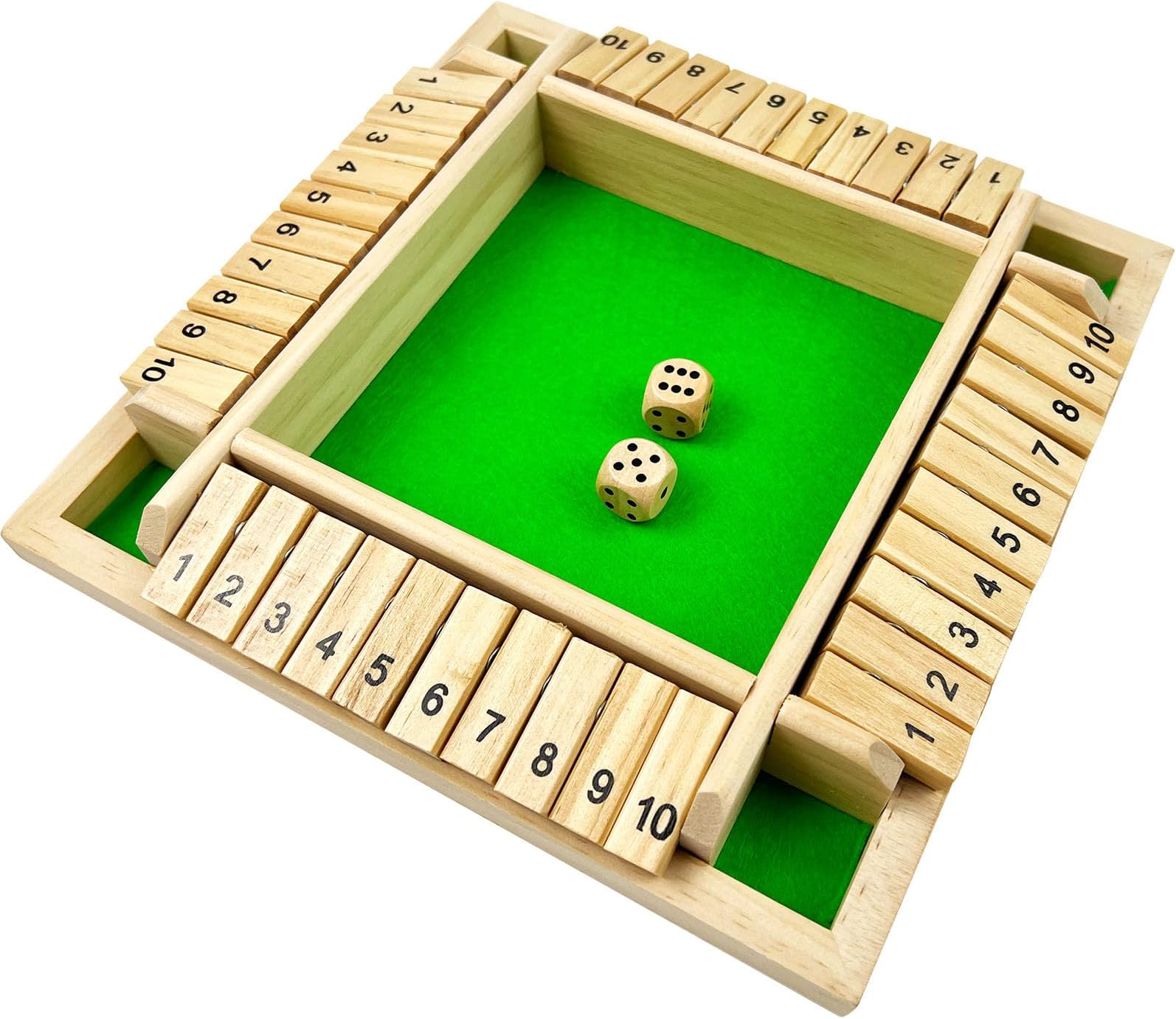 ZUNIPLEX Shut The Box 4 Players - Dice Games,Wooden Board Game ...