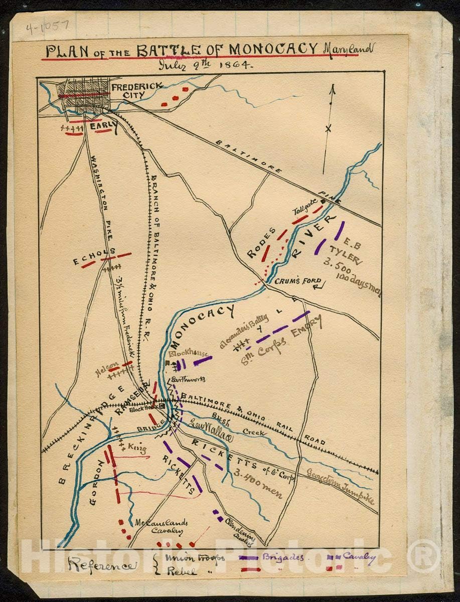 Amazon.com: Historic 1864 Wall Map - Plan of The Battle of Monocacy ...