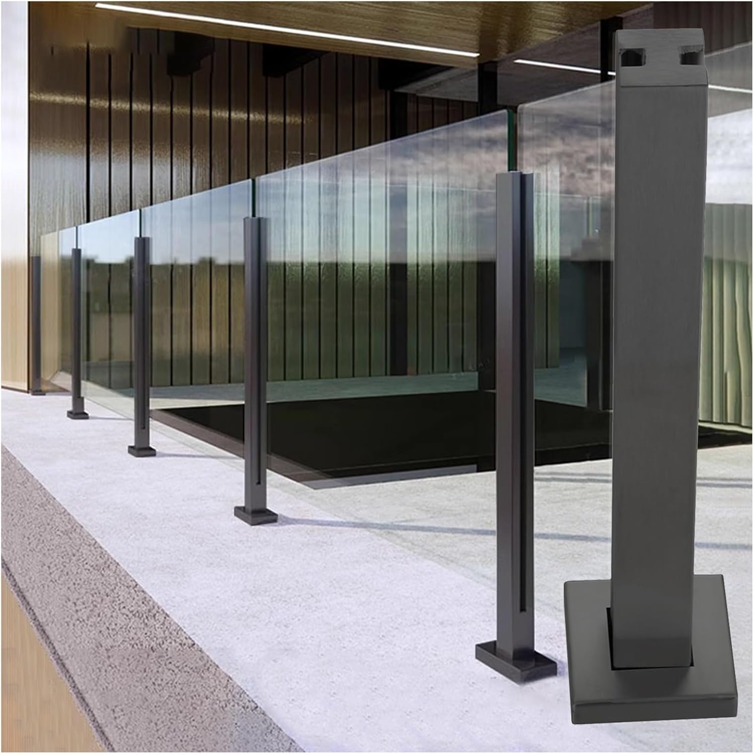 Amazon.com: Panel Railing Standoff Tempered Glass Fence Posts Black ...