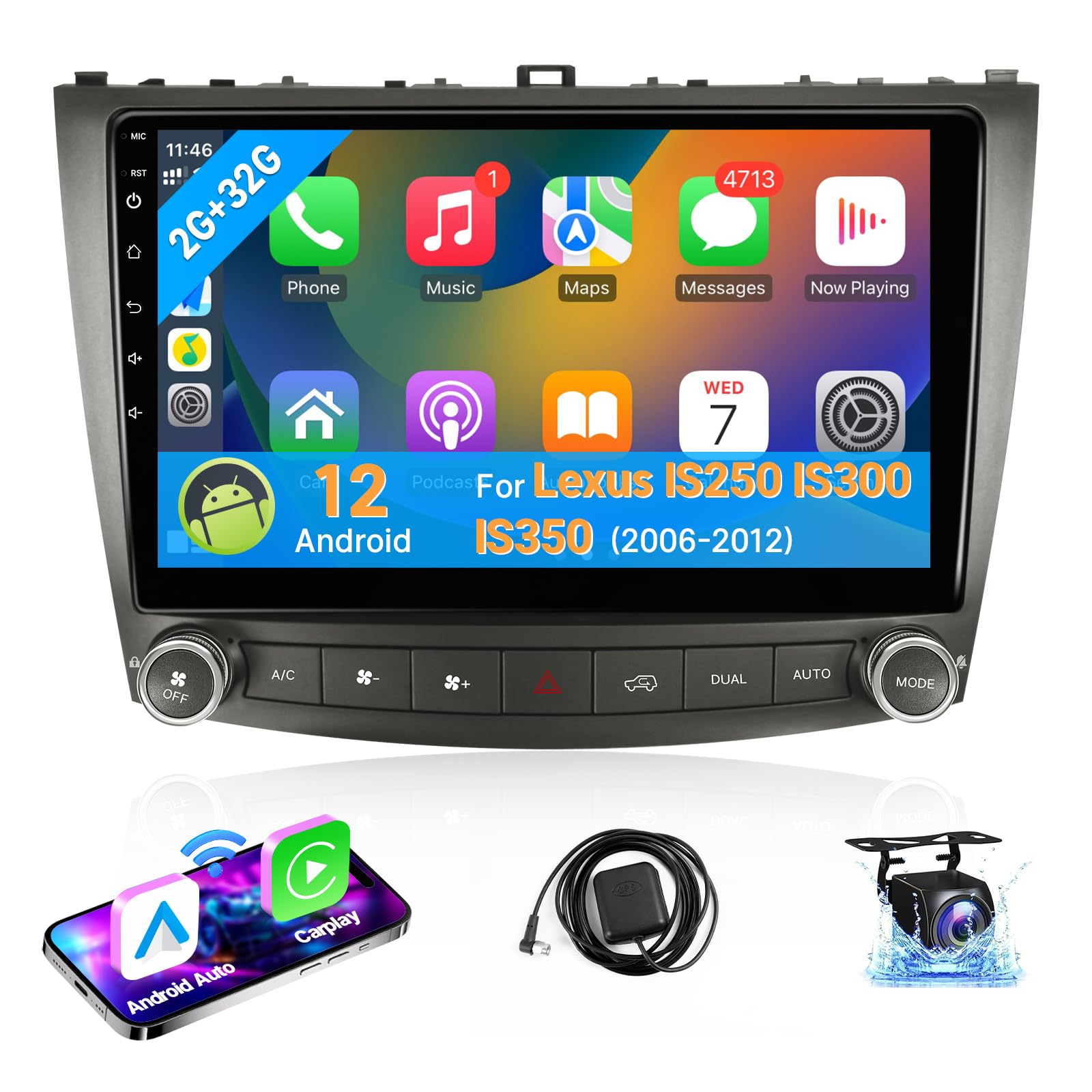 Amazon.com: Leadfan Android 12 Car Stereo Radio for Lexus IS250 IS300 ...
