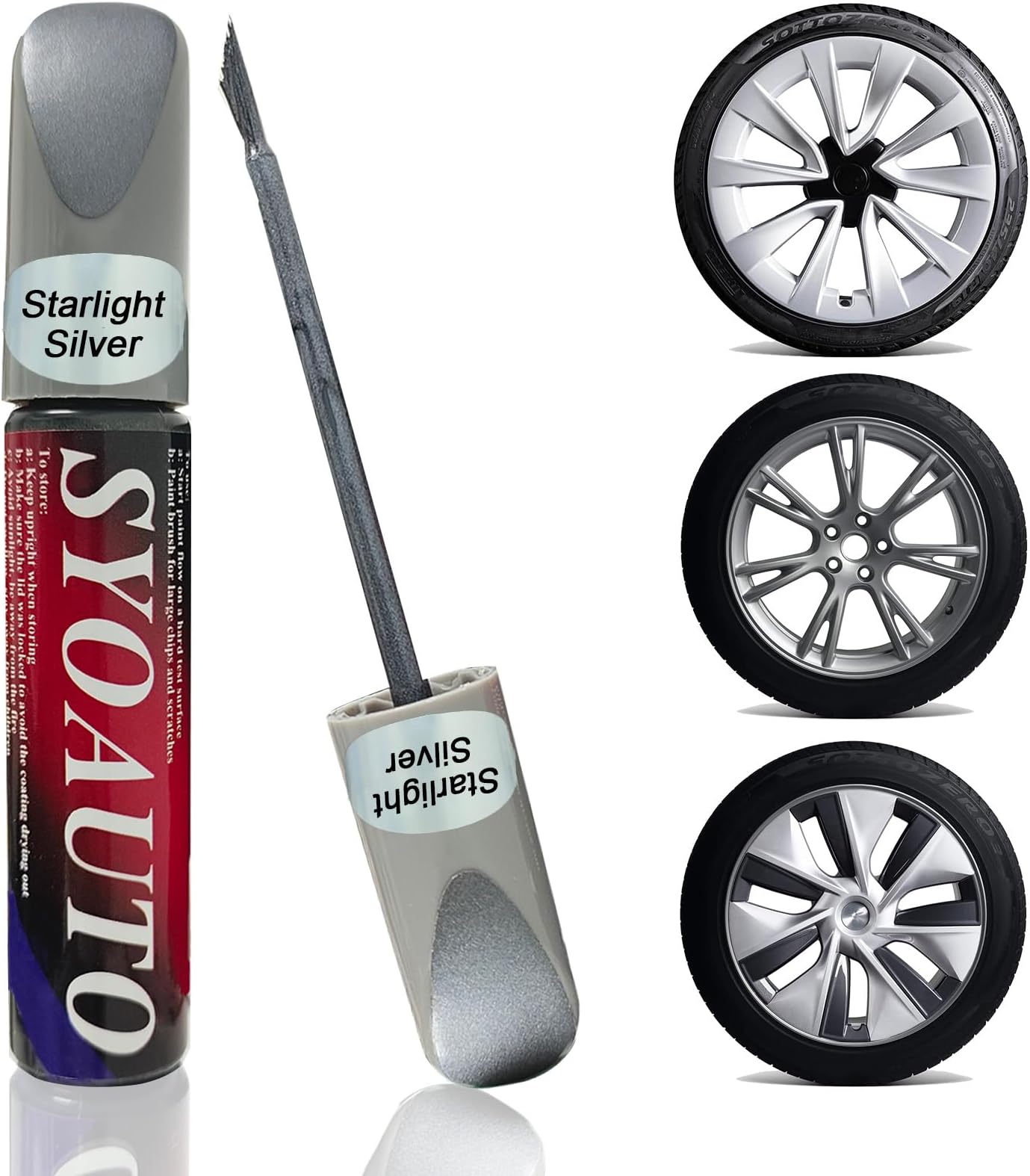 Amazon.com: SYOAUTO Starlight Silver Rim Touch Up Paint For Tesla Model ...