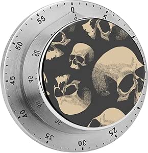 Retro Skull Mechanical Stainless Steel Timer, 60 Minutes, Clockwork ...