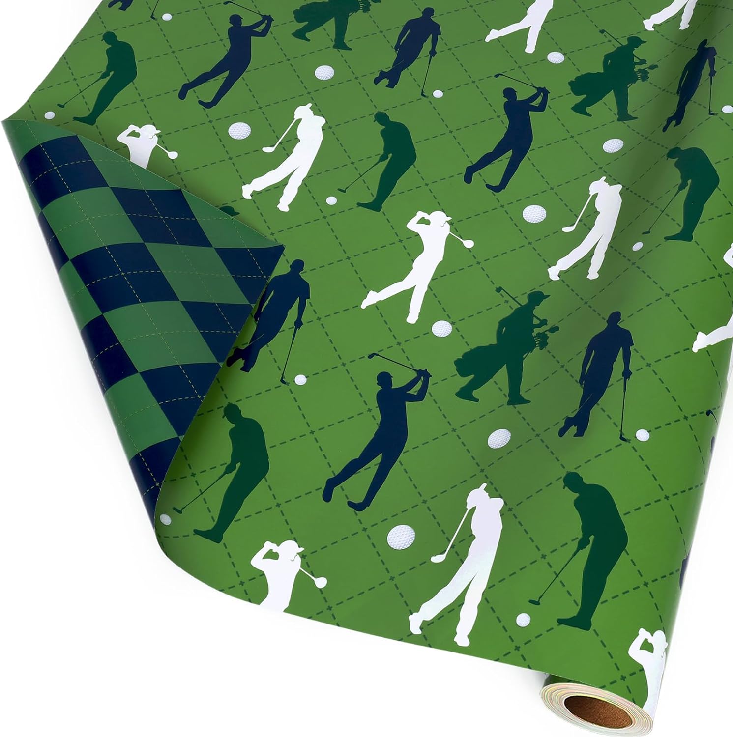Amazon.com: LaRibbons Golf Wrapping Paper Mini Roll, Reversible Green ...