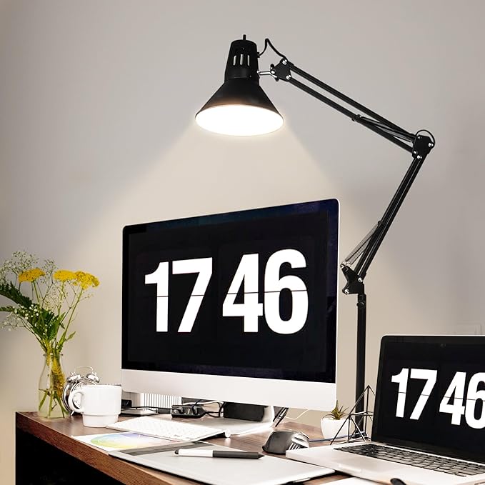Desk Lamp for Home Office Eye-Caring Metal Extra Tall Swing Arm High ...