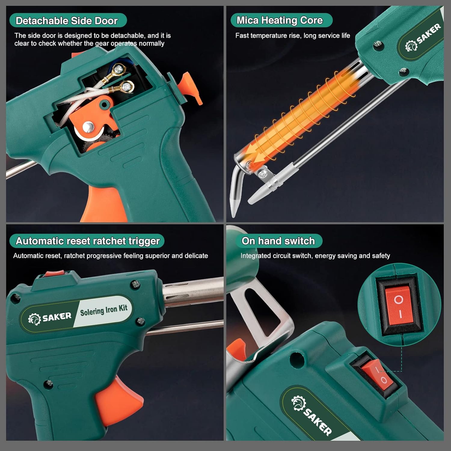 Saker Kit de soldador pistola de soldadura eléctrica con cable de 60 W ...