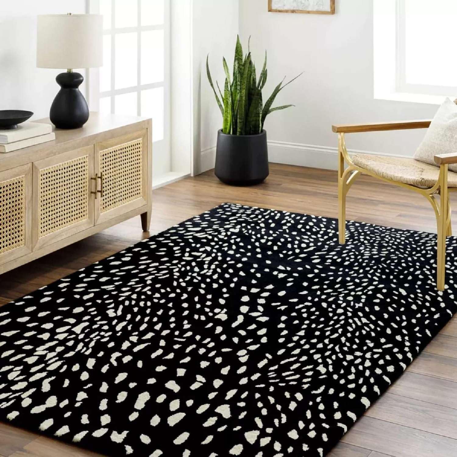 Buy KAYI QALEEN Handmade Hand-Tufted Woollen Rug Black Color 8x10 Feet ...
